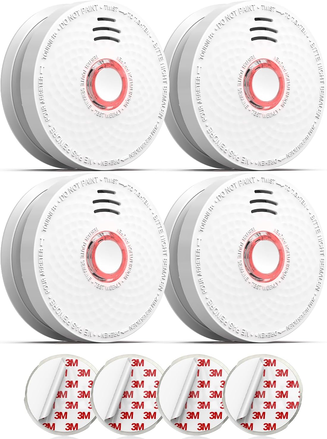 LSHOME 4 Pack Smoke Detector Fire Alarms 9V Battery Operated ...
