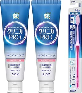 Amazon | クリニカ PRO [医薬部外品] ホワイトニング ハミガキ リフレッシュミント 歯磨き粉 フッ素 95g×2個+ハブラシ付き | 大人用ハミガキ粉 通販