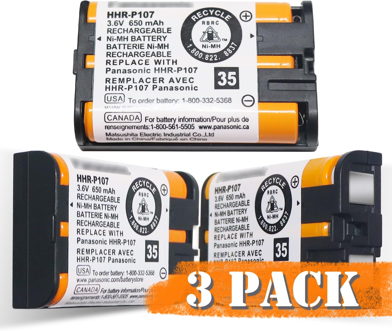 Amazon.com: CUCESH HHR-P107 Rechargeable Battery 3.6V 830mAh NI-MH ...