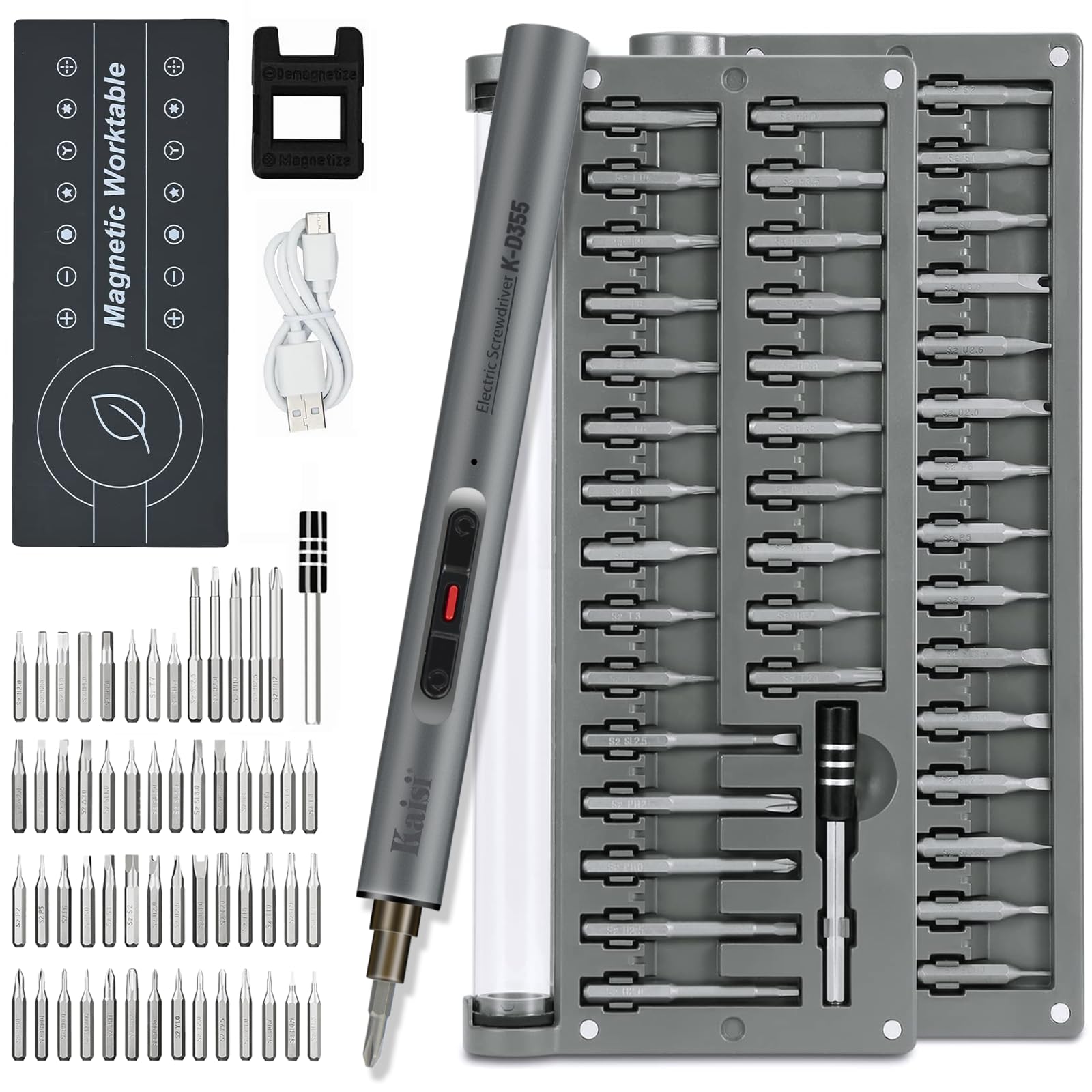 Amazon.com: Kaisi Electric Screwdriver Set,60 Piece Mini Precision ...