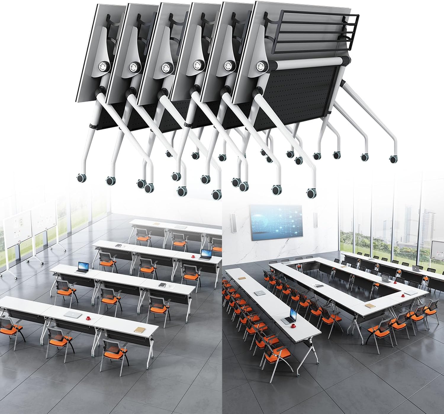 Amazon.com: Folding Conference Table,Rolling Meeting Table for ...