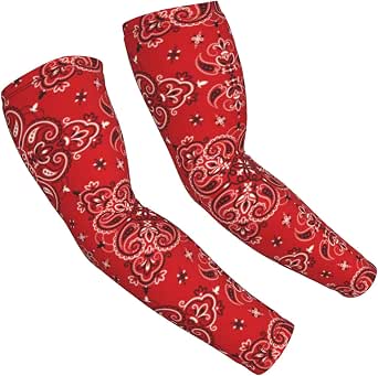 Amazon.com: Peynir Paisley Bandana Boho Red Arm Guard Sleeves Uv Sun ...