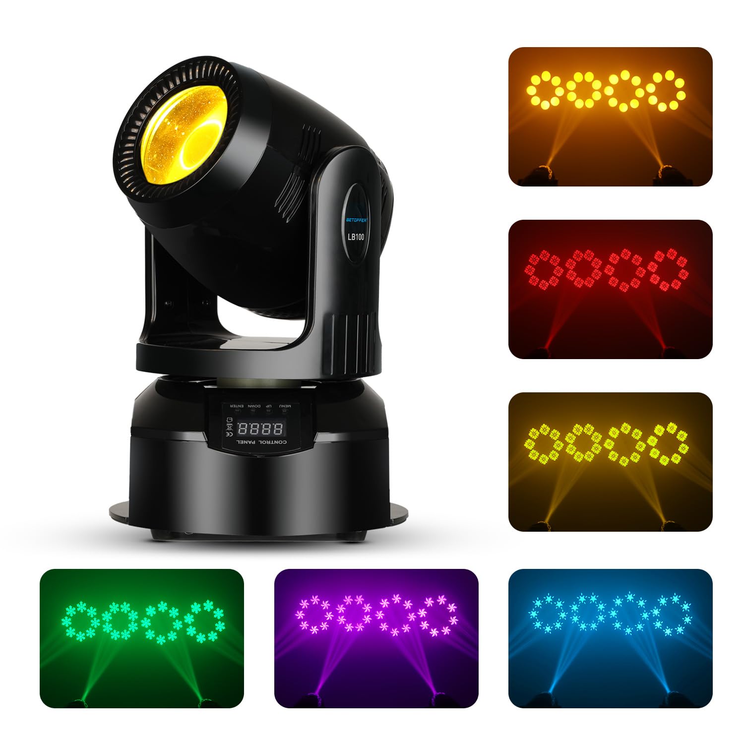 Snapklik.com : BETOPPER Mini Moving Head DJ Light, 9 GOBO 8 Colors 100W ...