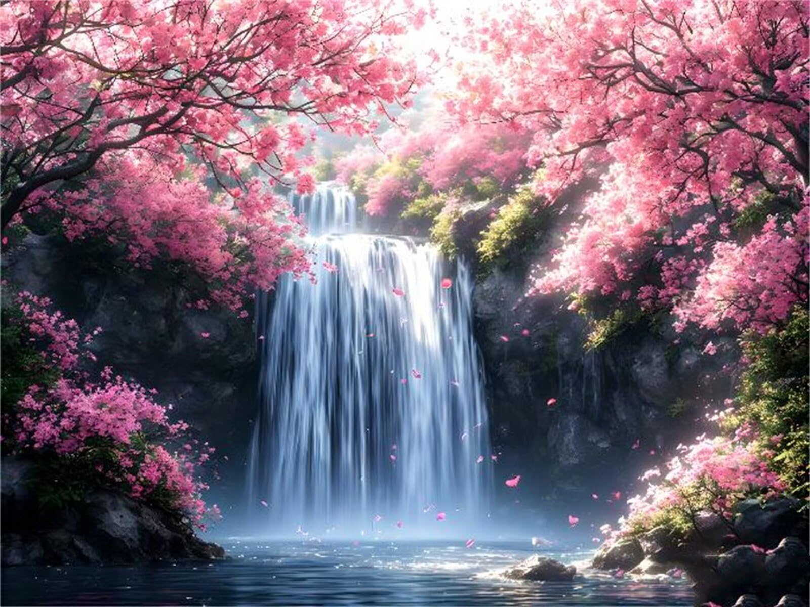 Amazon | 5D ダイヤモンドアート キット 初心者 ダイヤモンドアート 桜の滝 ダイヤモンドア一ト 50x70cm 全面貼り付けダイヤモンドペインティング ラウンド ビ一ズア一ト ...