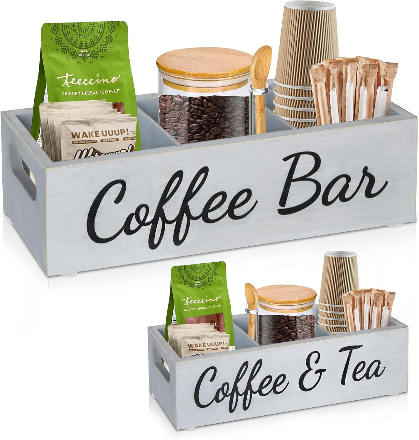 Amazon.com: Coffee Station Organizer with 3 Compartment, Countertop ...