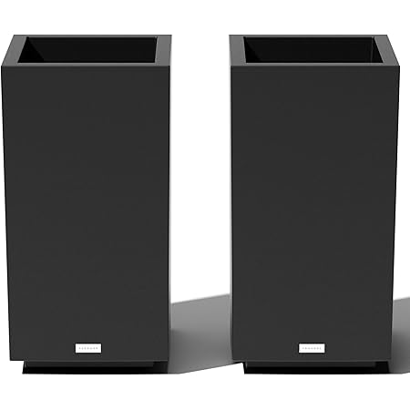 Amazon.com : Pottery Pots Elegant Black Tall Planter - Square Flower ...