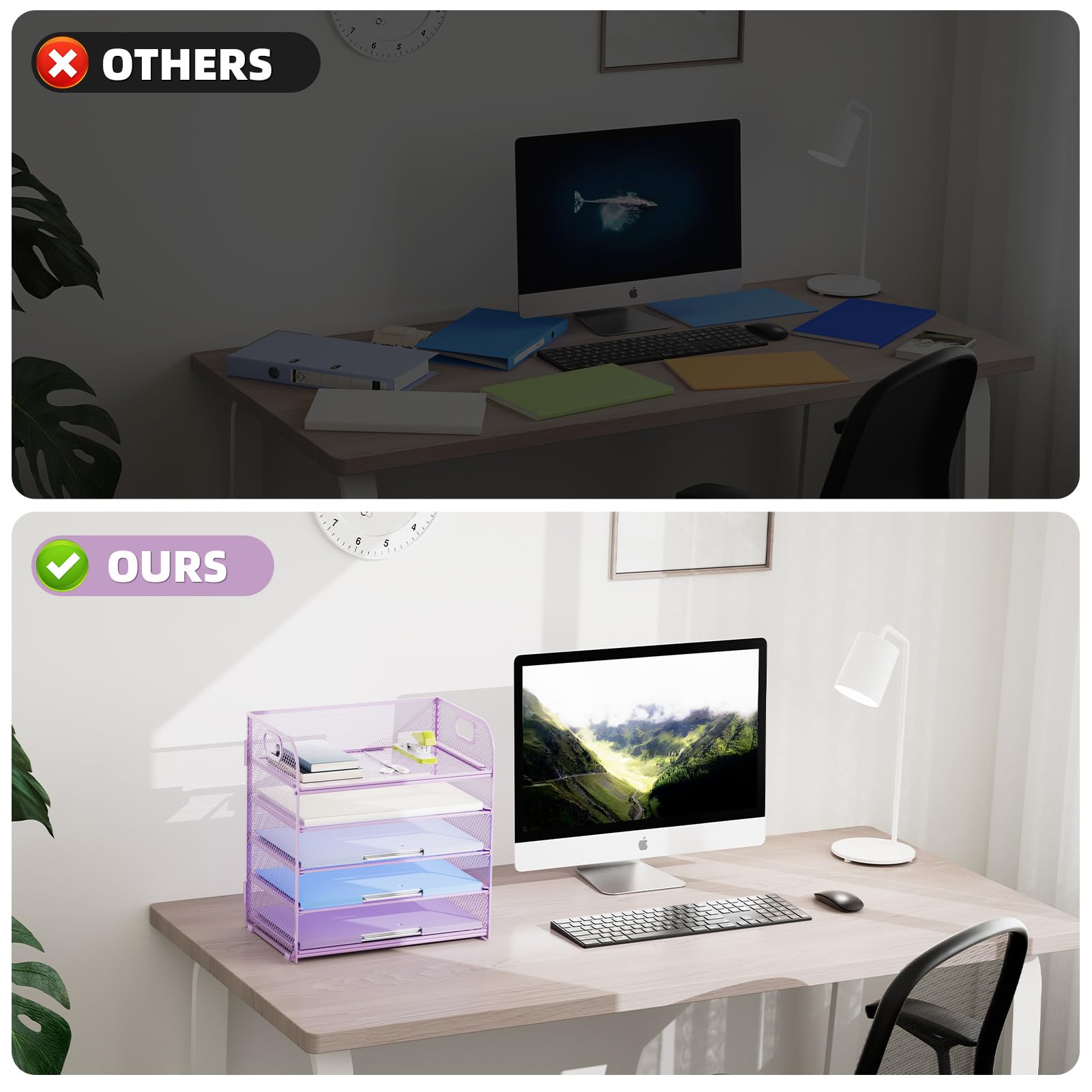 Snapklik.com : Marbrasse Paper Organizer Letter Tray, 5 Tier Mesh File ...