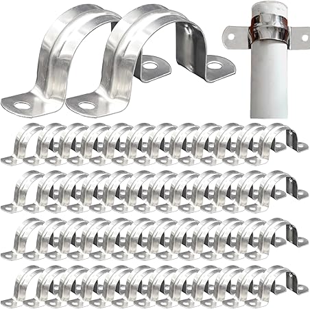 50Pcs U Brackets M40 1-1/2 inch, Stainless Steel 2 Hole Pipe Clamp ...