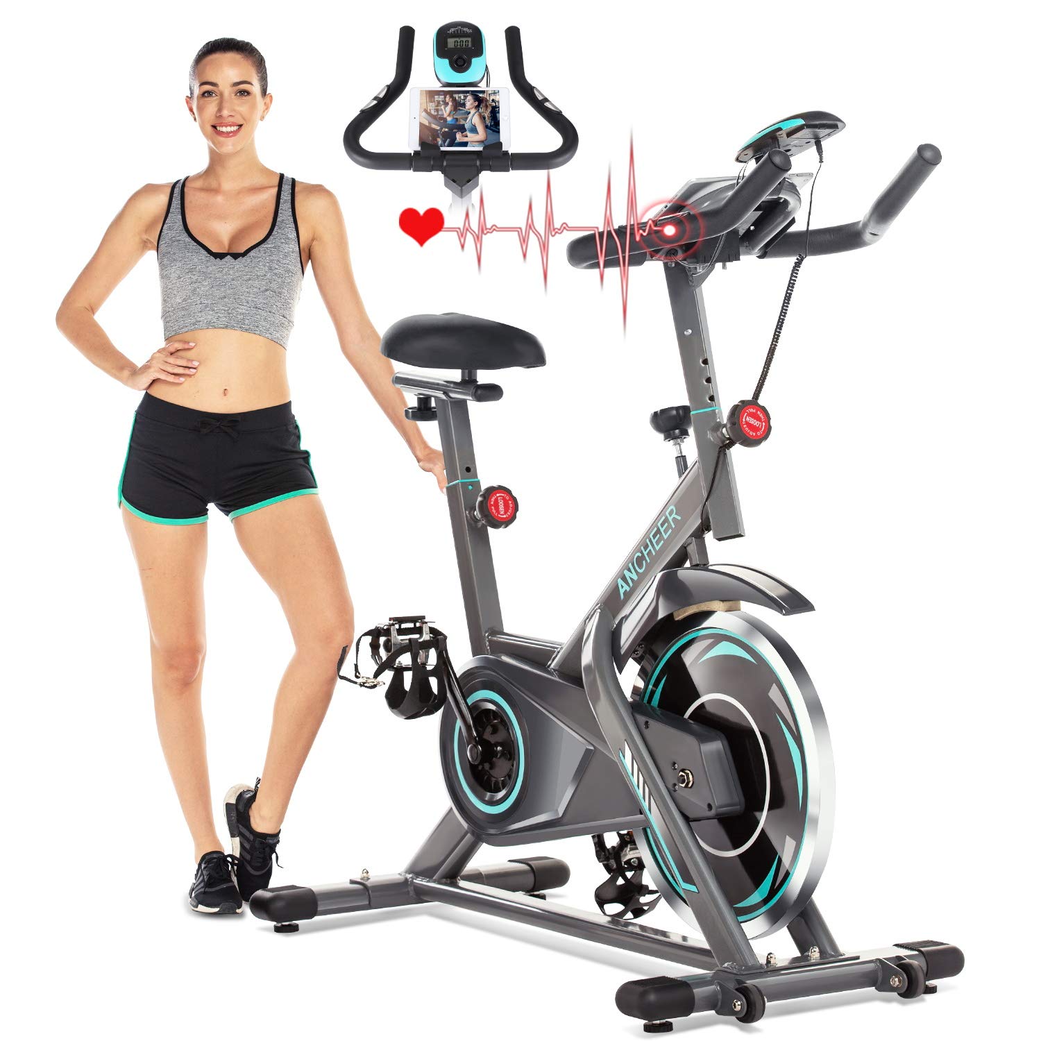 Snapklik.com : ANCHEER Indoor Exercise Bike Stationary, Indoor Cycling Bike