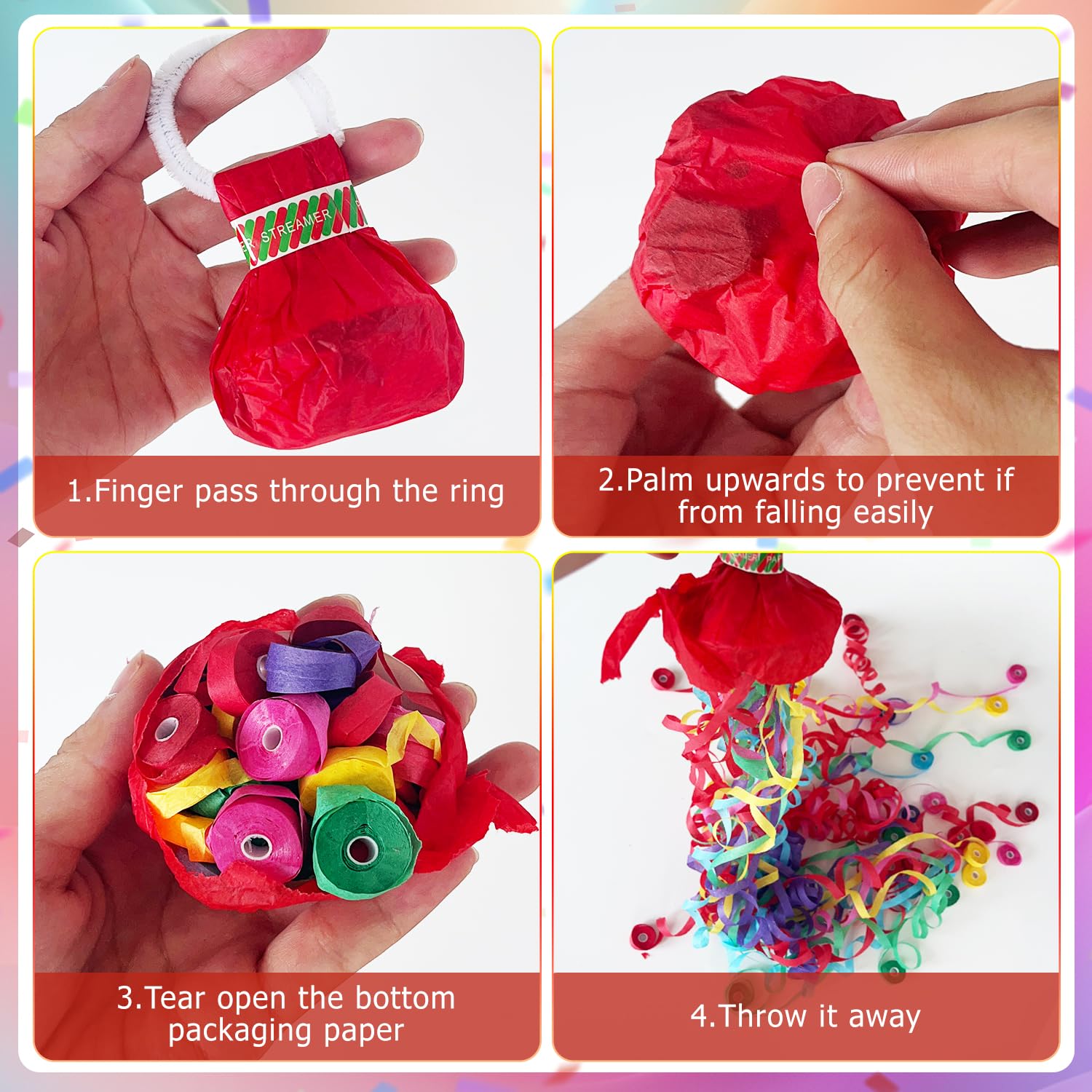 Snapklik.com : 50 Pcs Hand Throw Streamer Poppers Colorful No Mess ...