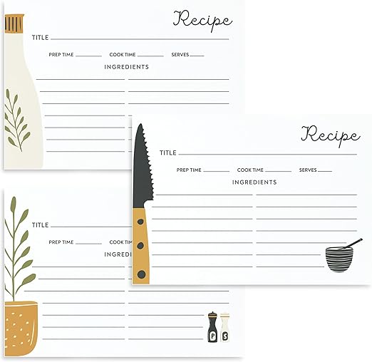 Amazon.com: 40 Recipe Cards for Recipe Box Boho Kitchen Recipe Cards in ...
