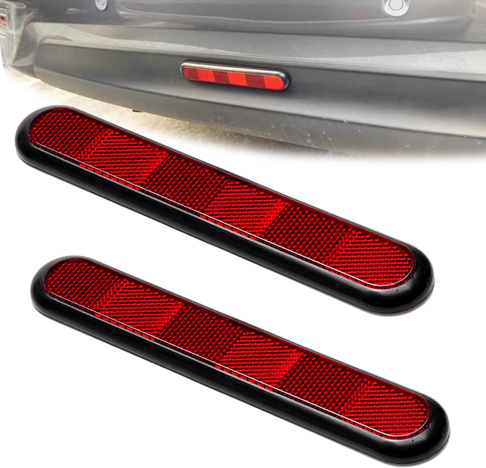 Amazon.com: ZHHXYanh 2Pcs Car Reflector Stickers Red Car Rear Bumper ...