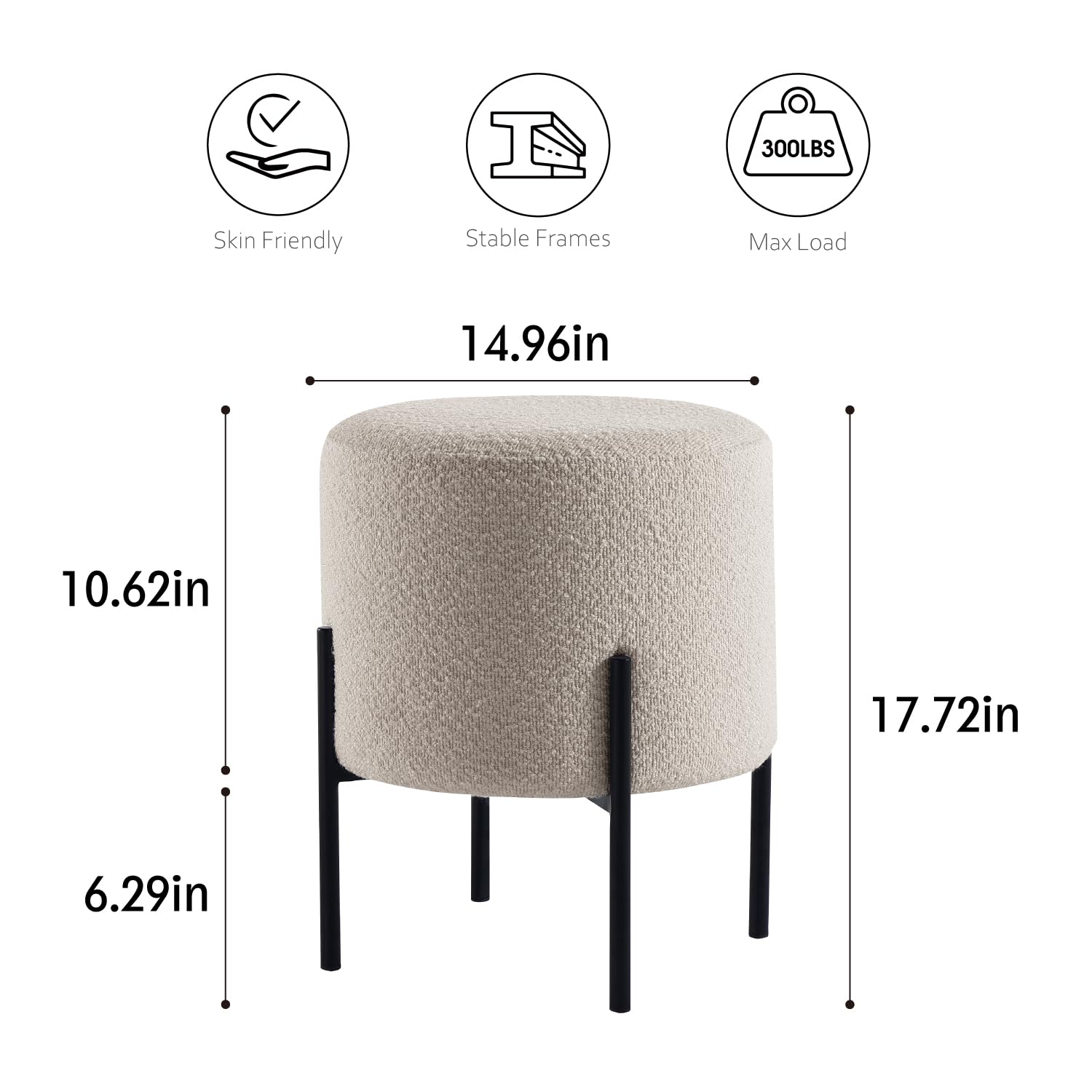 Get Set Style Multifunctional Vanity Stool Chair, Round Footrest Stool ...