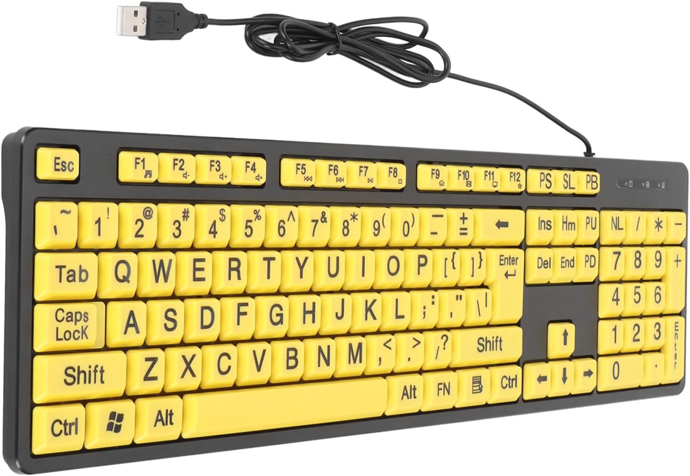 Amazon.com: Yunseity Large Print Computer Keyboard, 104 Keys Wired USB ...