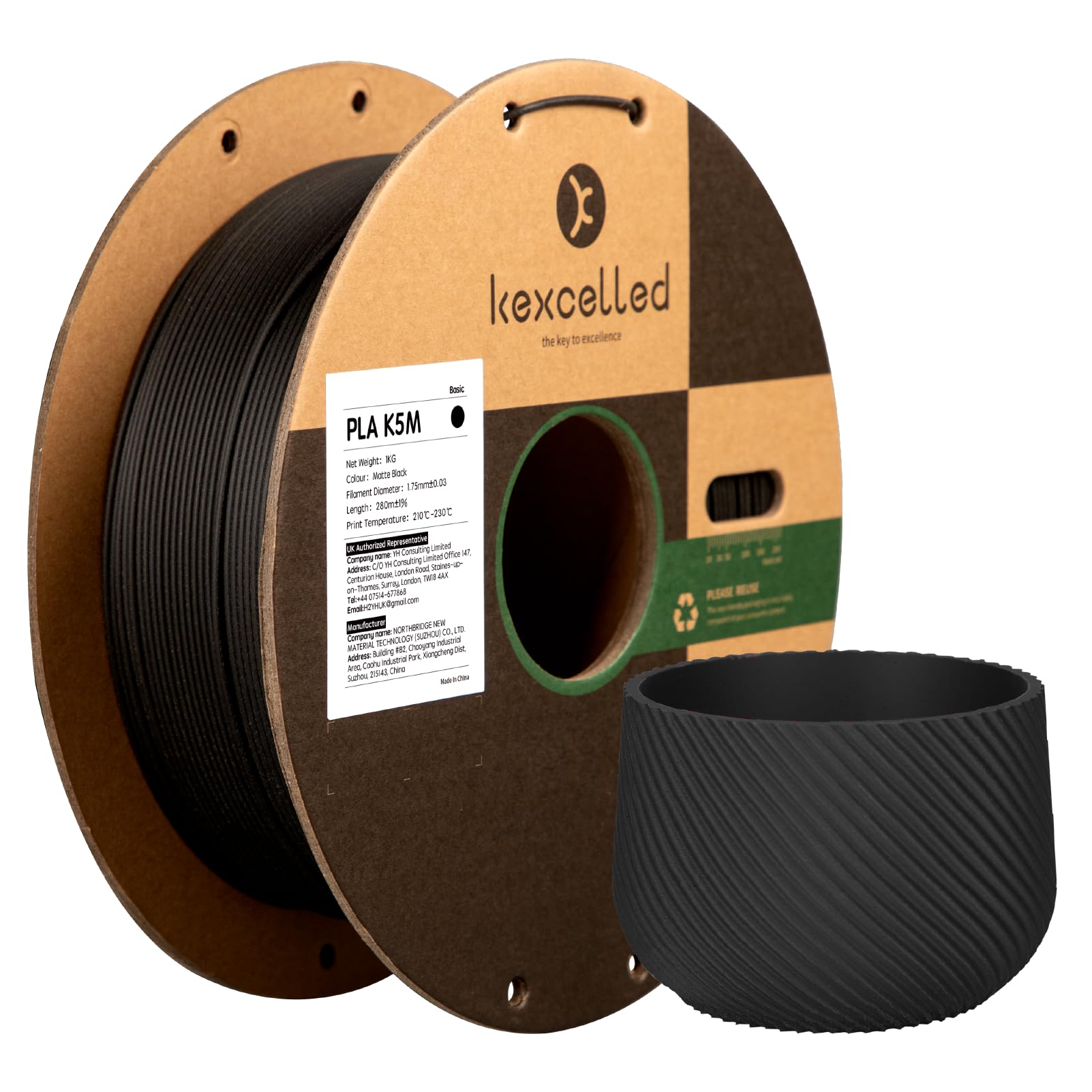 Matte PLA Filament 1.75mm, kexcelled PLA 3D Printer Filament, +/- 0 ...