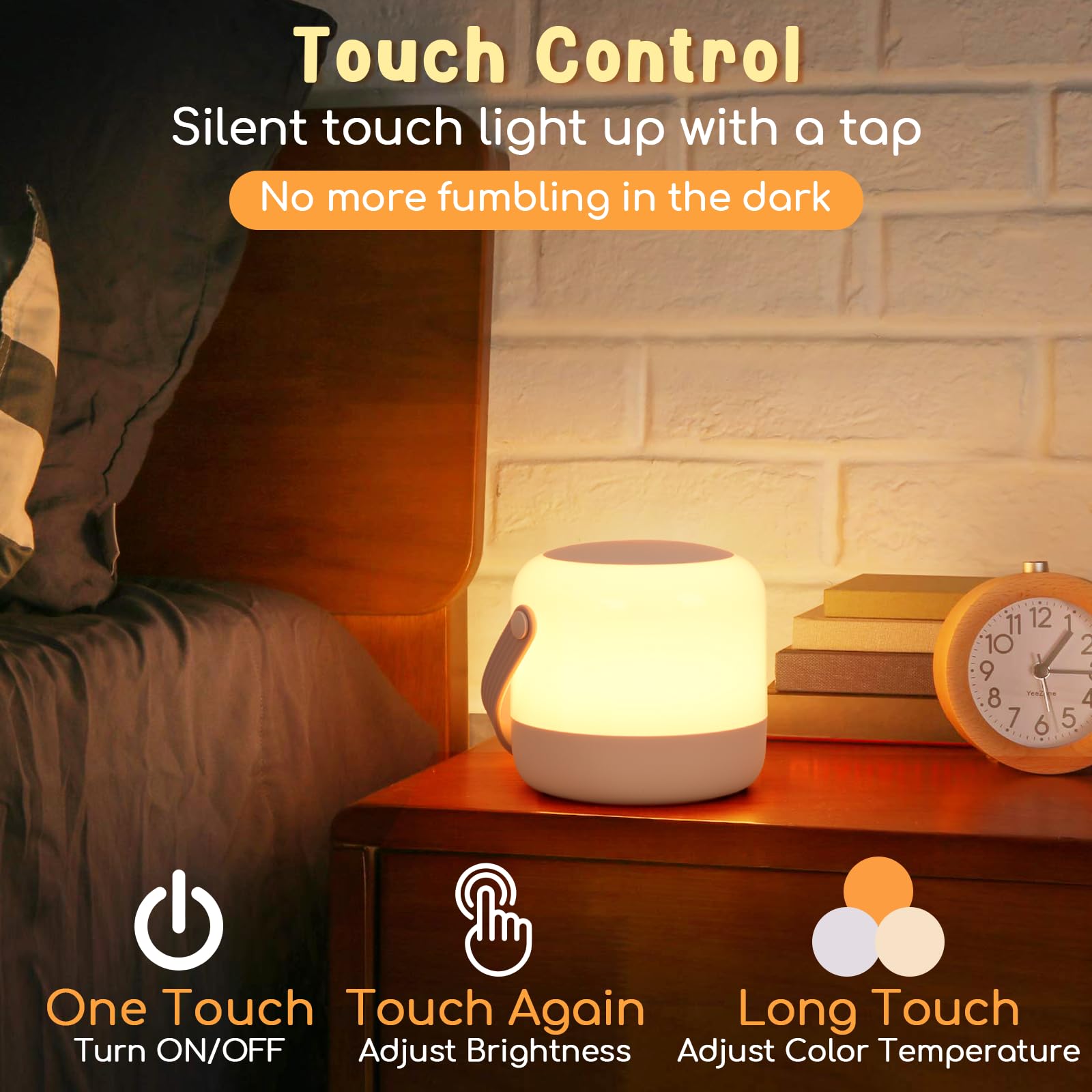 Snapklik.com : Portable Night Light, 3 Color BPA Free Nursery Cordless ...