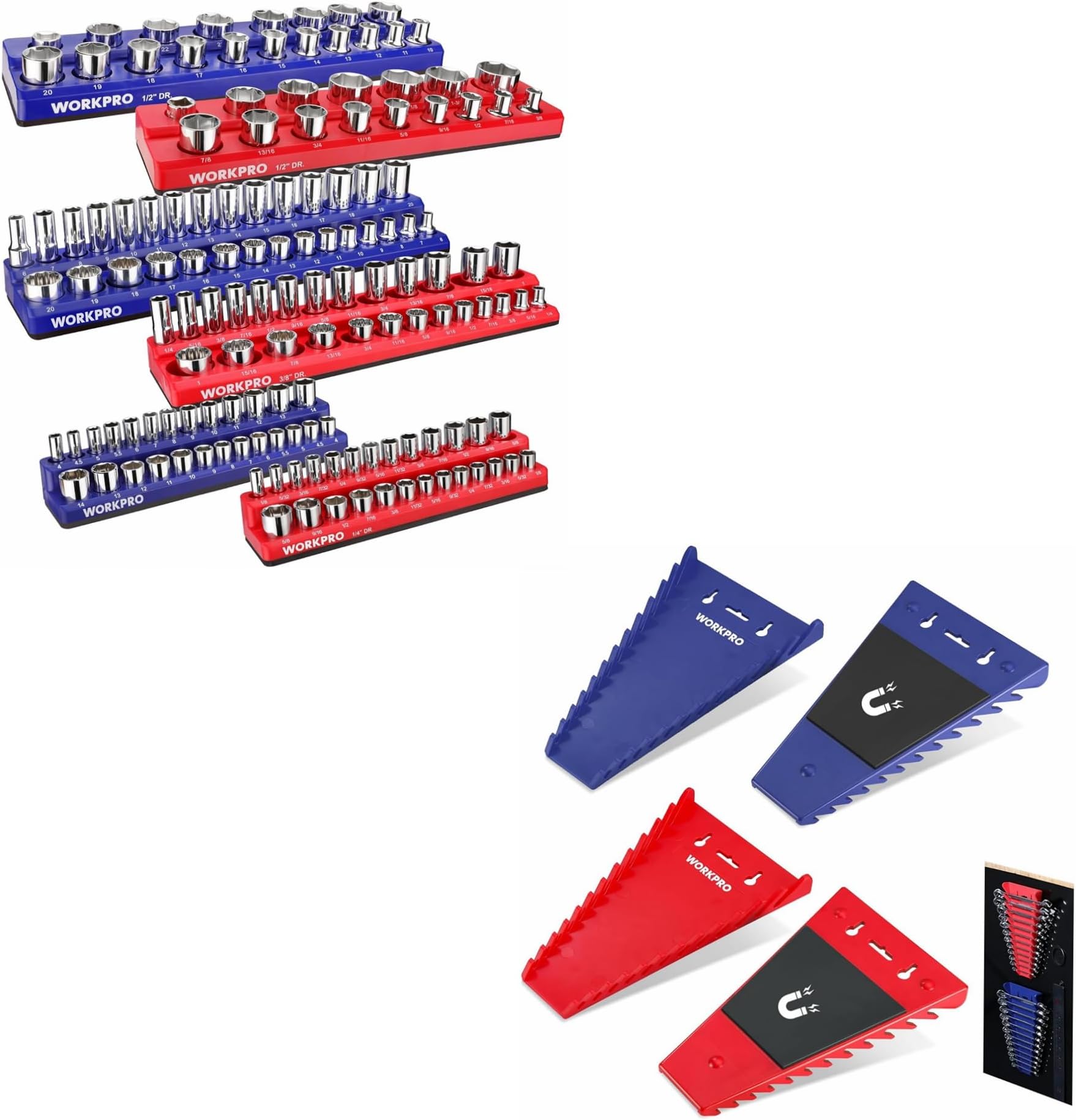 Amazon.com: WORKPRO Magnetic Socket Organizer Set and 4-Pack Magnetic ...