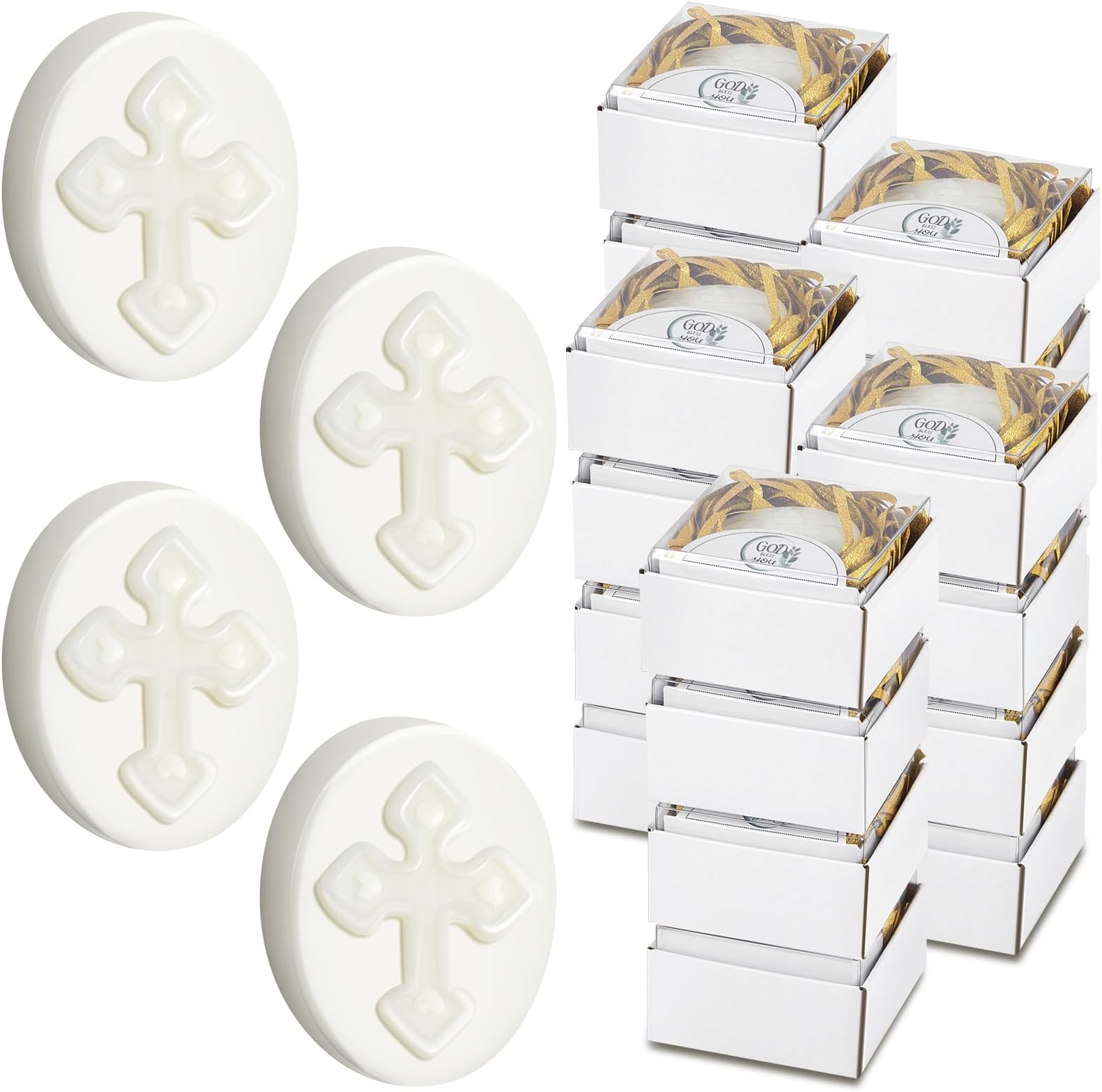 Amazon.com: Dansib 24 Pcs Cross Soap Baptism Favors for Guests, Scented ...