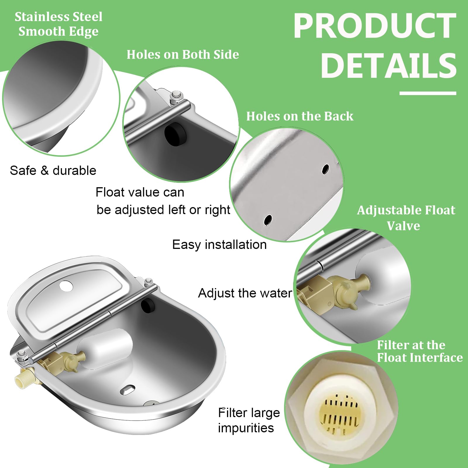 Automatic Livestock Waterer, 4L Float Valve Water Trough Livestock ...