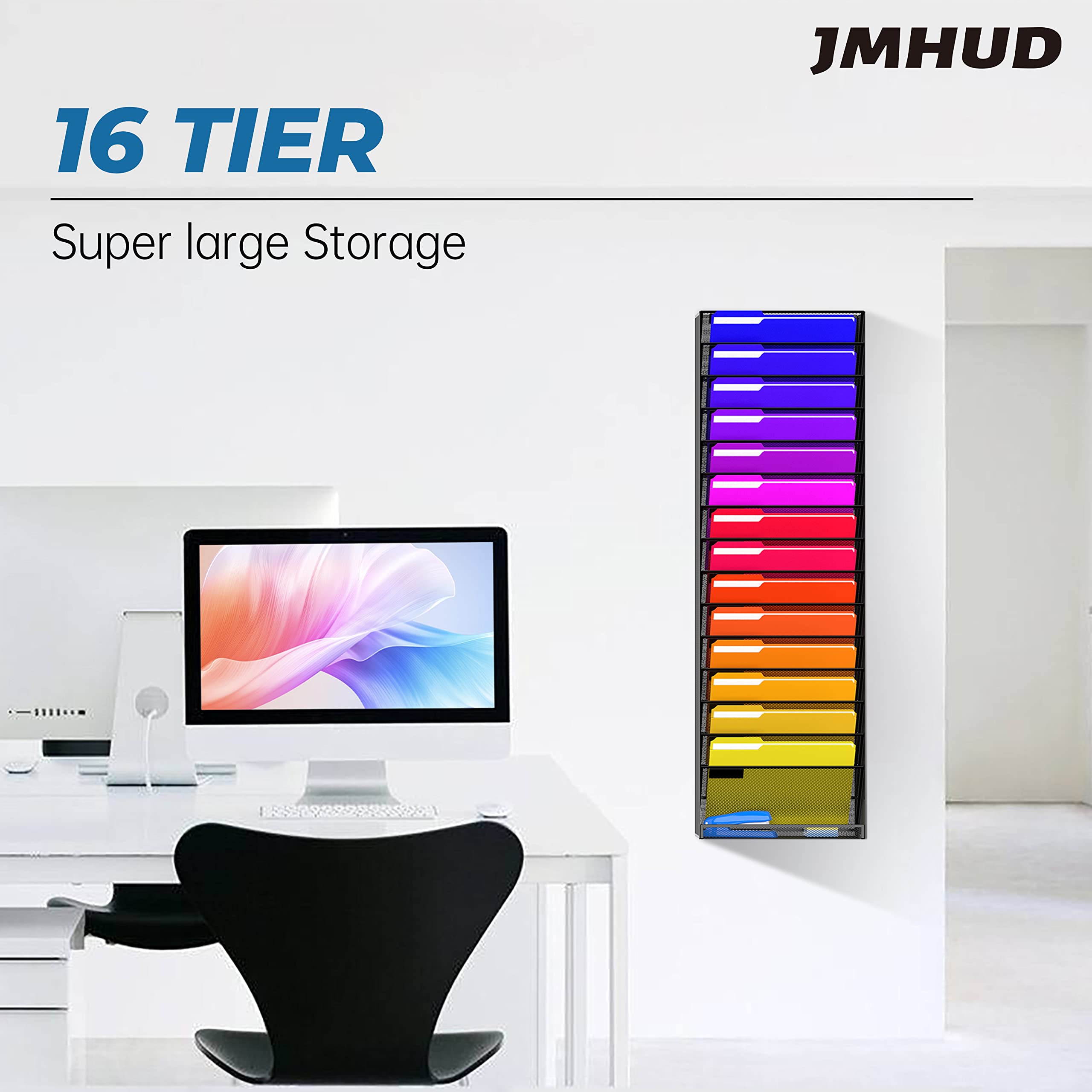 Snapklik.com : 2 PACK Wall File Organizer, 16-Tier Mesh Hanging File ...