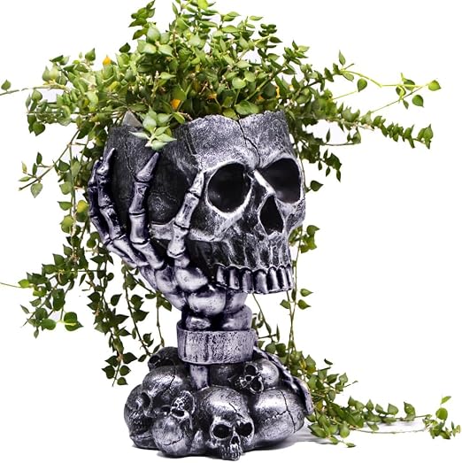 Amazon.com : LovTocTic Skull Planter, Gothic Planters for Halloween ...