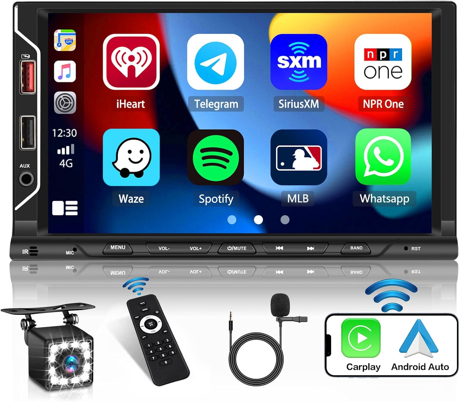 Amazon.com: Double Din Car Stereo Wireless Apple Carplay Android Auto ...