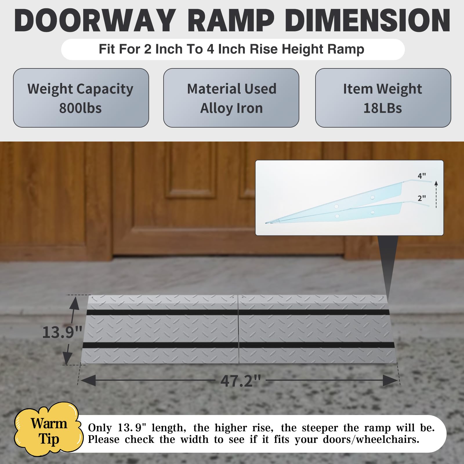Snapklik.com : Door Threshold Ramp, Doorway Ramp For 2 Inch To 4 Inch ...