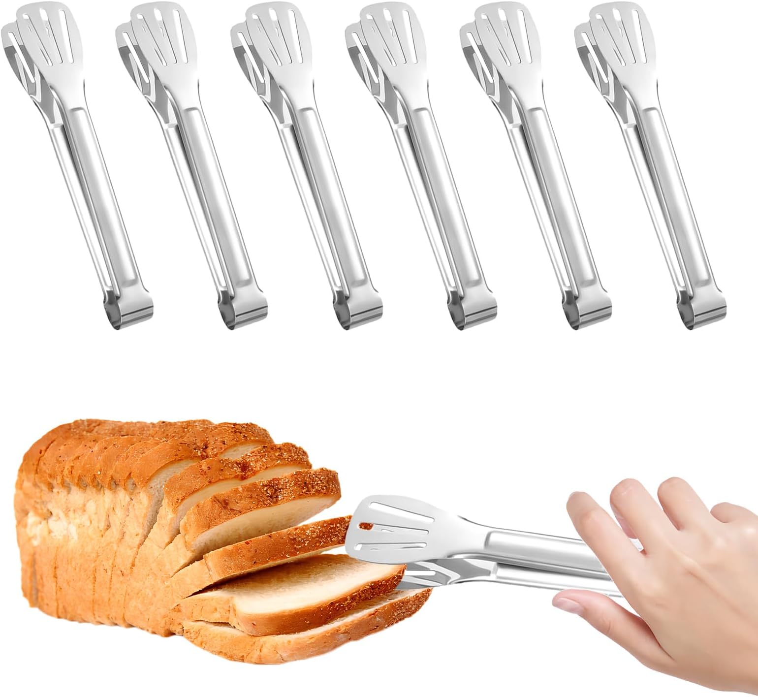 Amazon.com: Mengbaobao Flatware Food Serving Tongs 6 inch Stainless ...