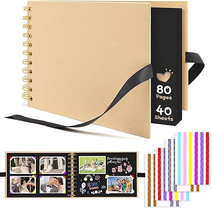 Scrapbook Photo Album 80 Pages 11.42 x 8.46 inch, DIY Memory Book with ...