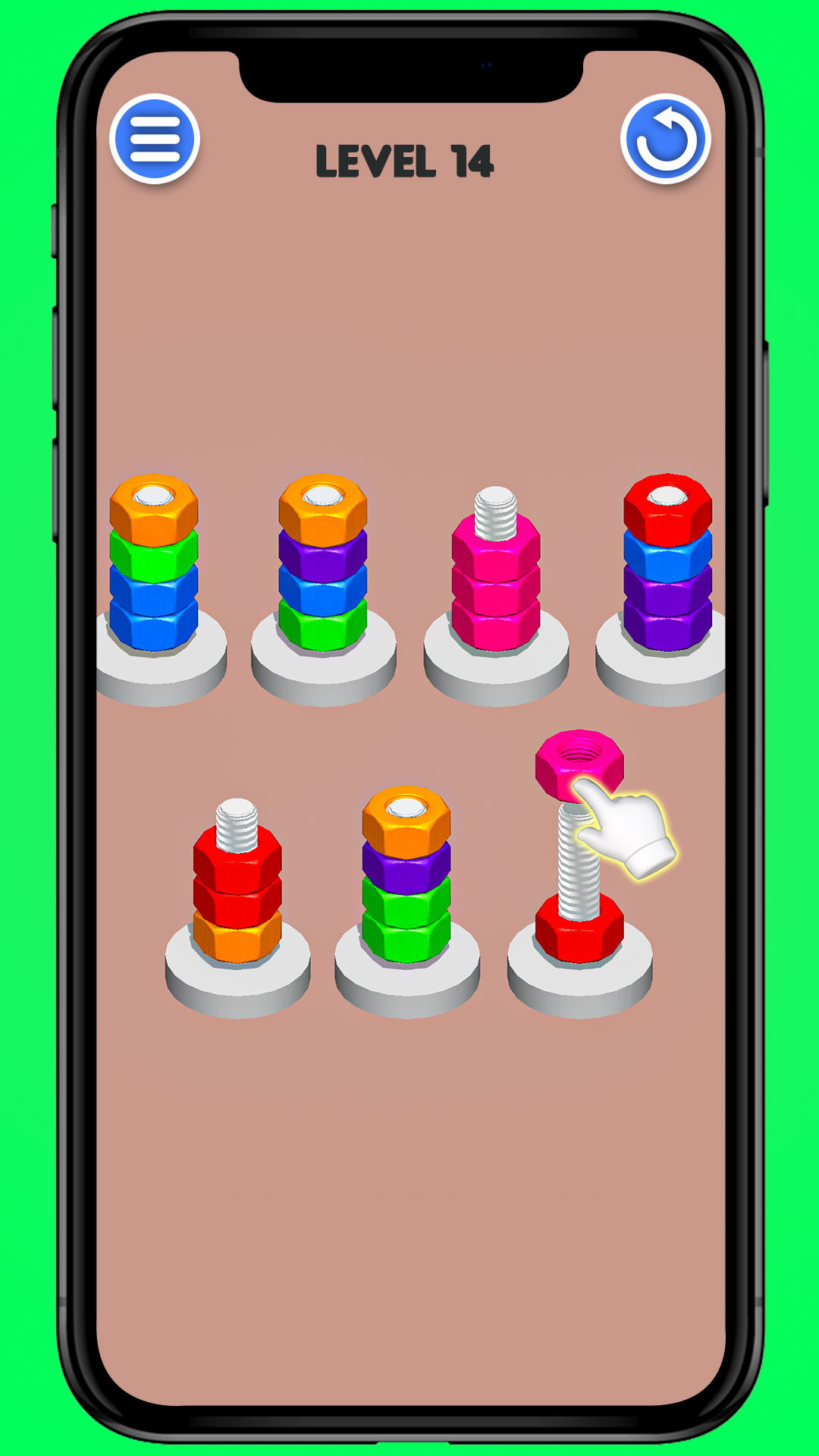 Nuts And Bolts Color Sorting Screw Pin Puzzle ASMR Colour Sort Matching ...