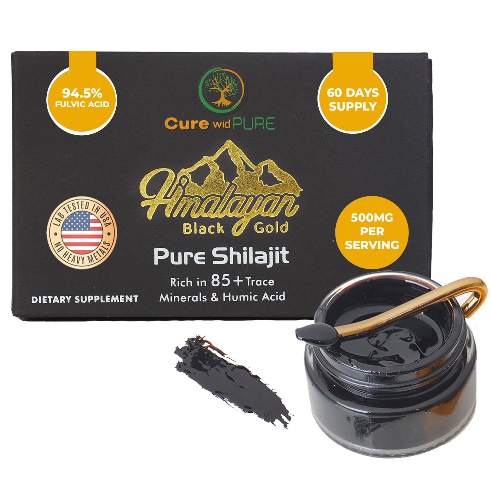 Amazon.com: Cure wid Pure Himalayan Shilajit Resin 94.5% Fulvic Acid ...