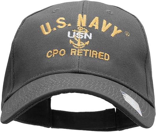 Licensed US Navy CPO Retired Logo Embroidered Chino Twill Cap Made in ...