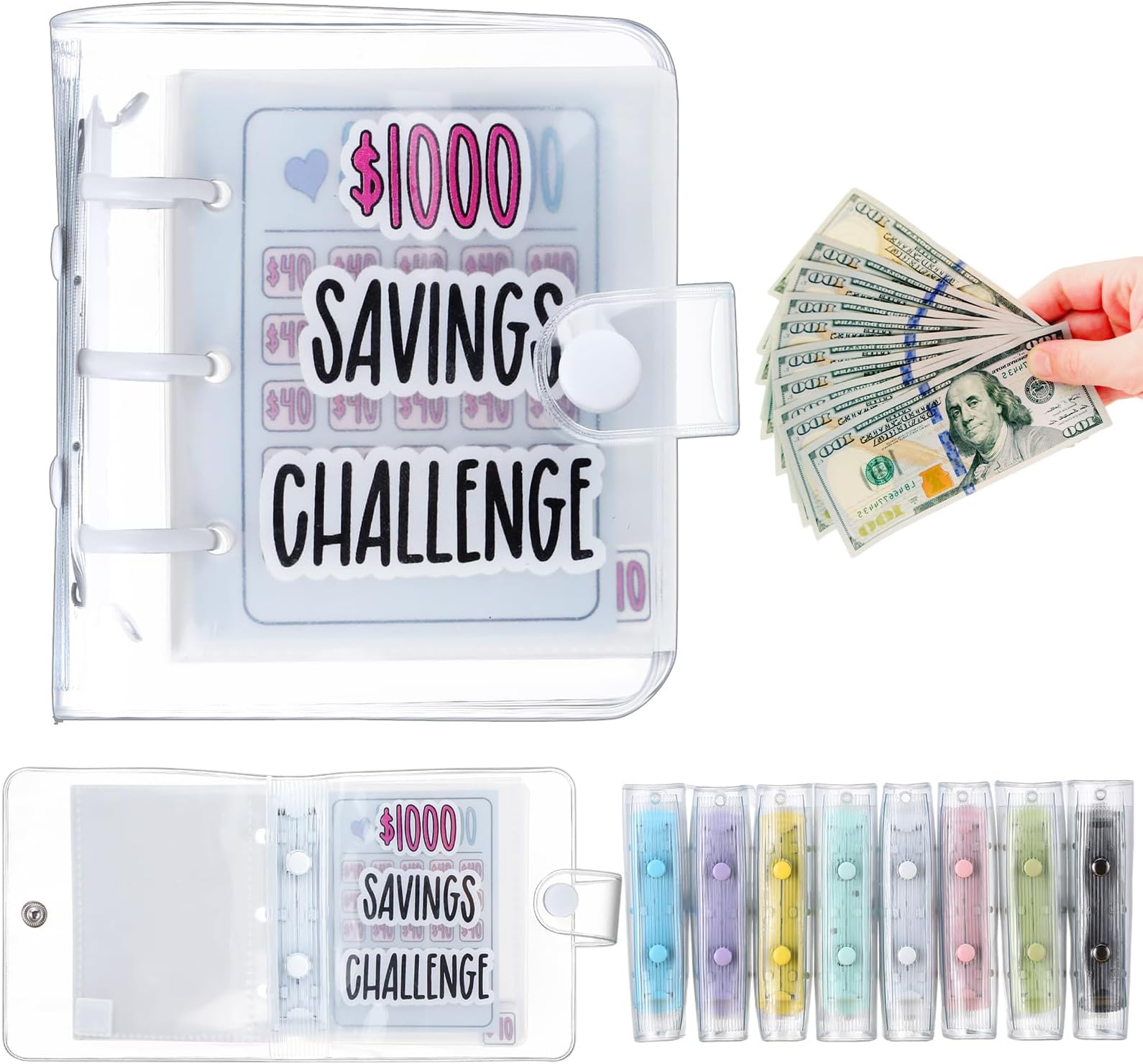 Amazon.com : Jetec 1000 Money Saving Challenge with 25 Binder Mini ...