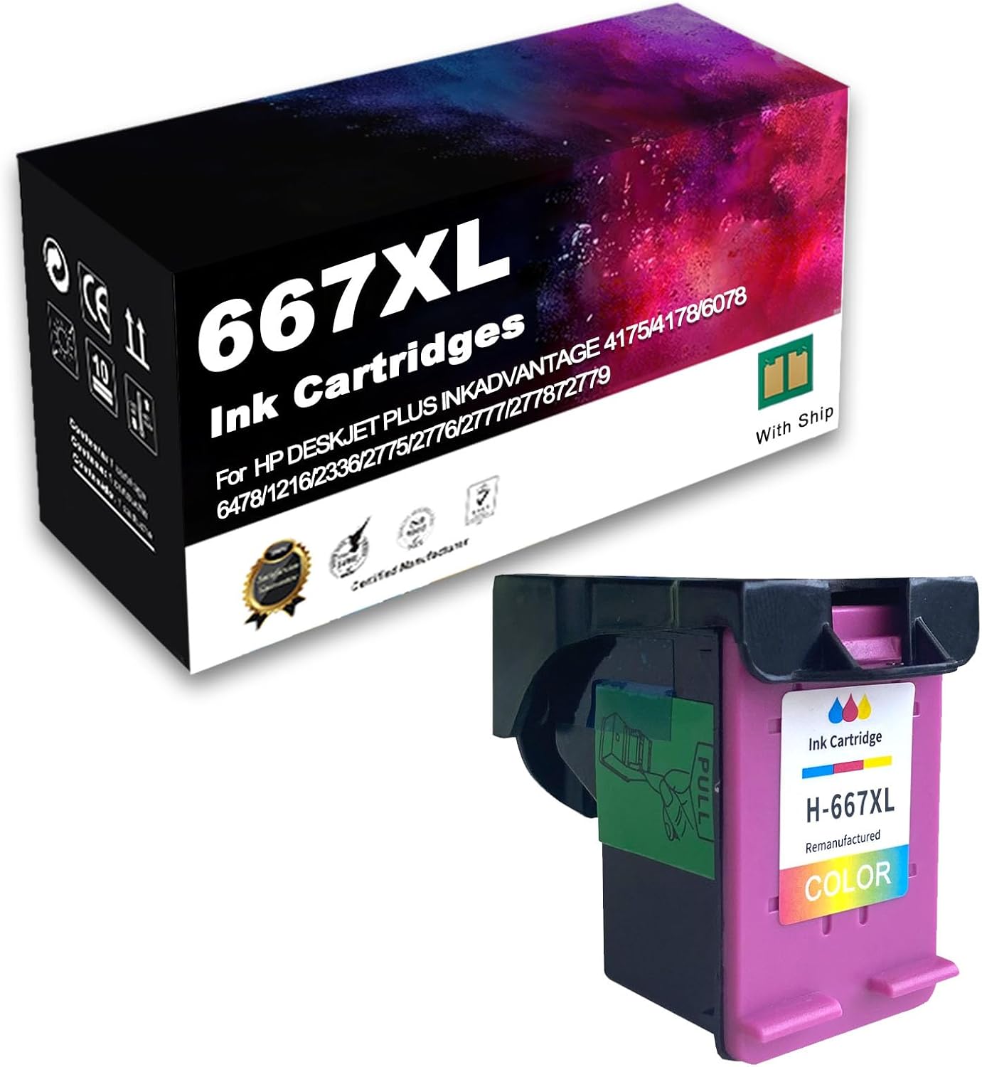 667XL Ink Cartridges Replacement Suitable for HP 667 667XL,Compatible ...