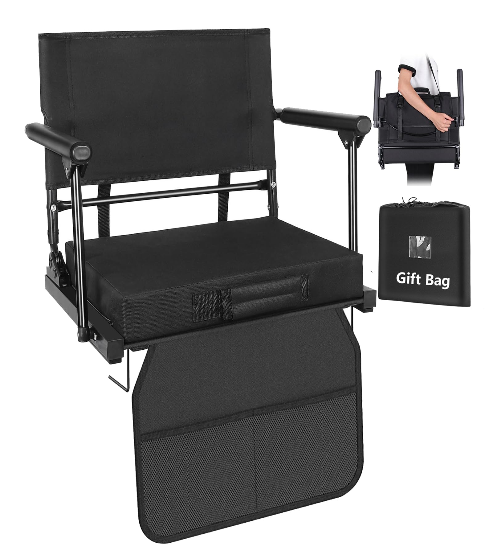 Stadium Seats for Bleachers with Back Support & Armrests, Foldable ...