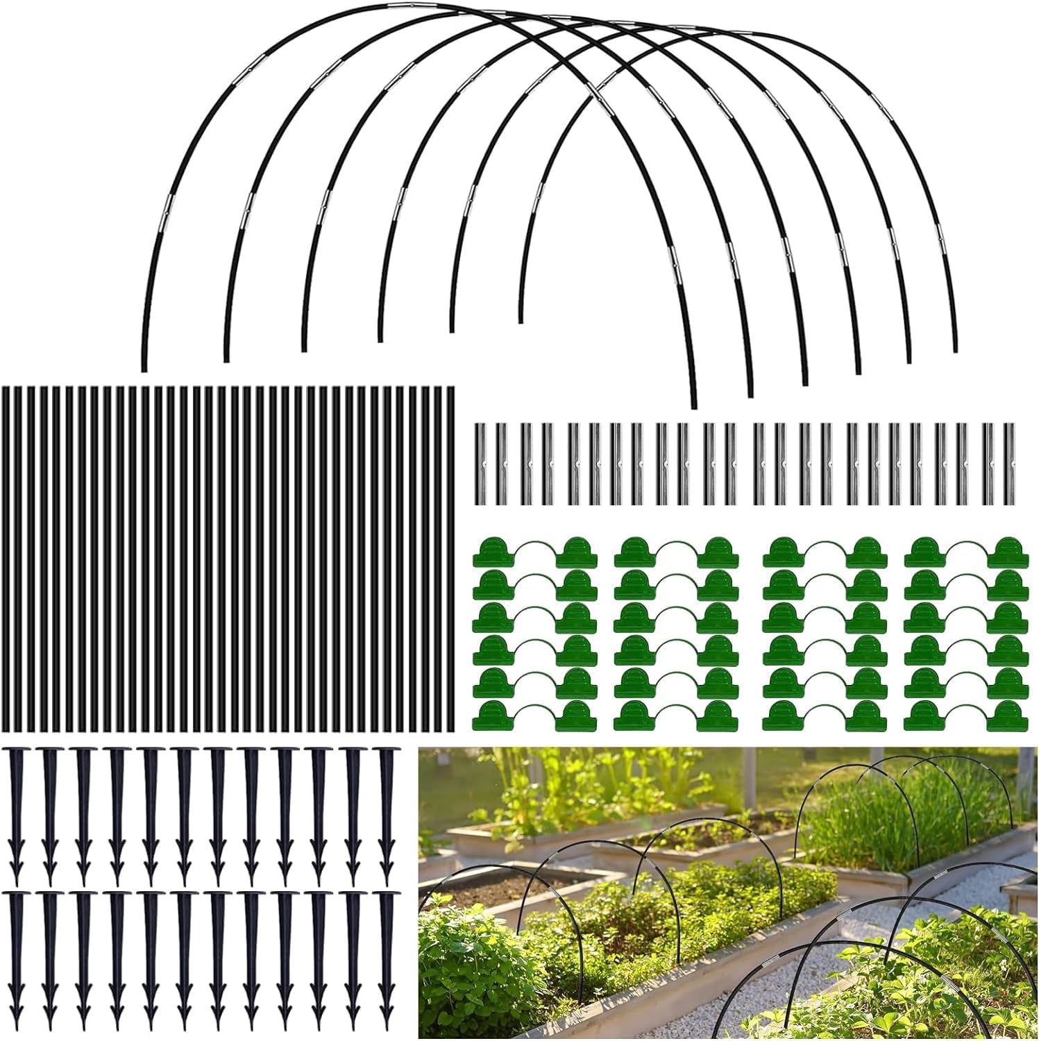 Amazon.com : 36 Piece Garden Hoops for Raised Beds, BetterJonny Rust ...
