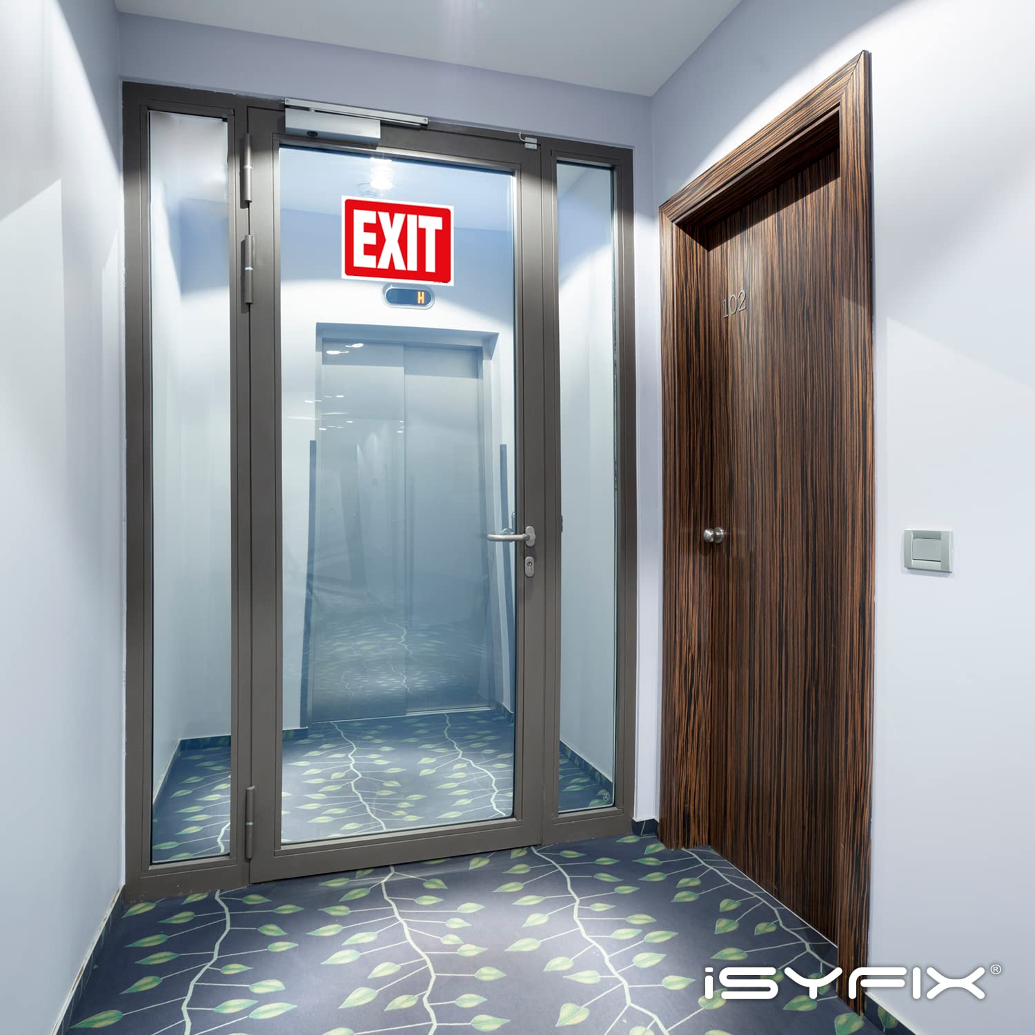 Snapklik.com : iSYFIX Exit Signs Stickers 2 Pack 14X10 Inch Premium ...