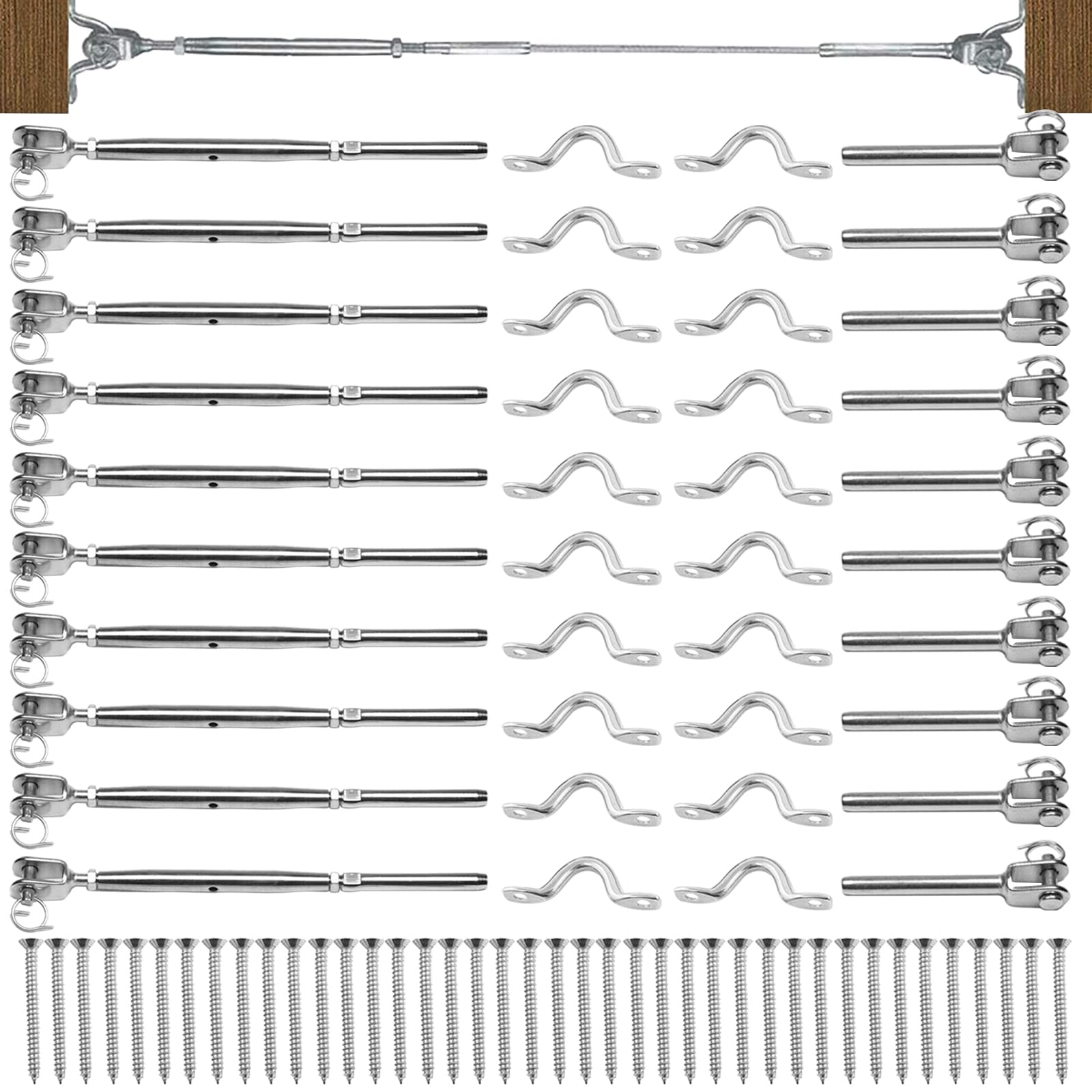 Cable Railing Kit 10 Sets 316 Stainless Steel Wire Balustrade ...