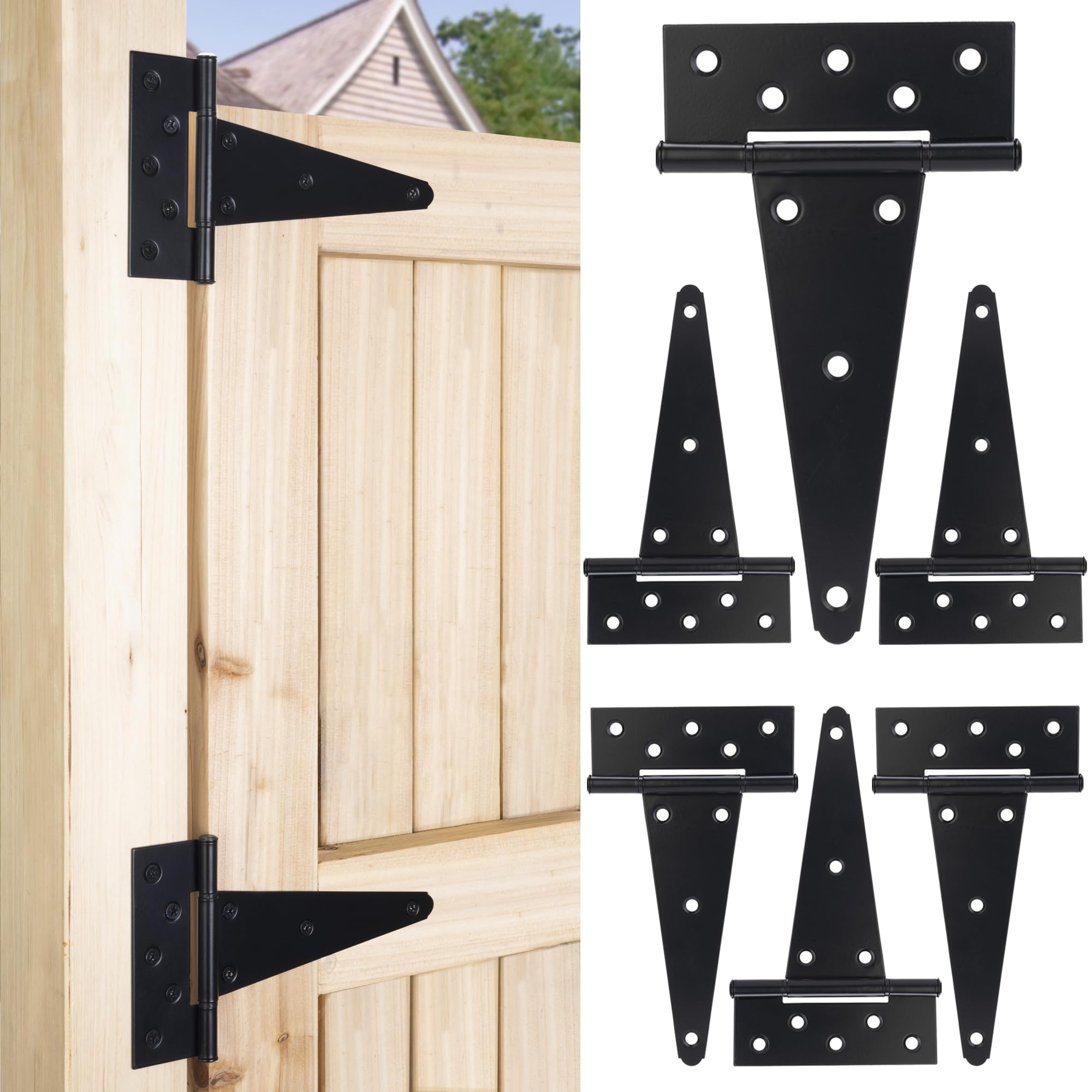 Snapklik.com : 8 Inch T-Strap Gate Hinges, Heavy Duty Shed Barn Door ...