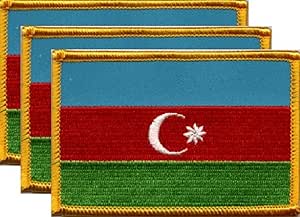 Amazon.com: Pack of 3 Azerbaijan Flag Patches 3.50 x 2.25 Inch Pack of Three International ...