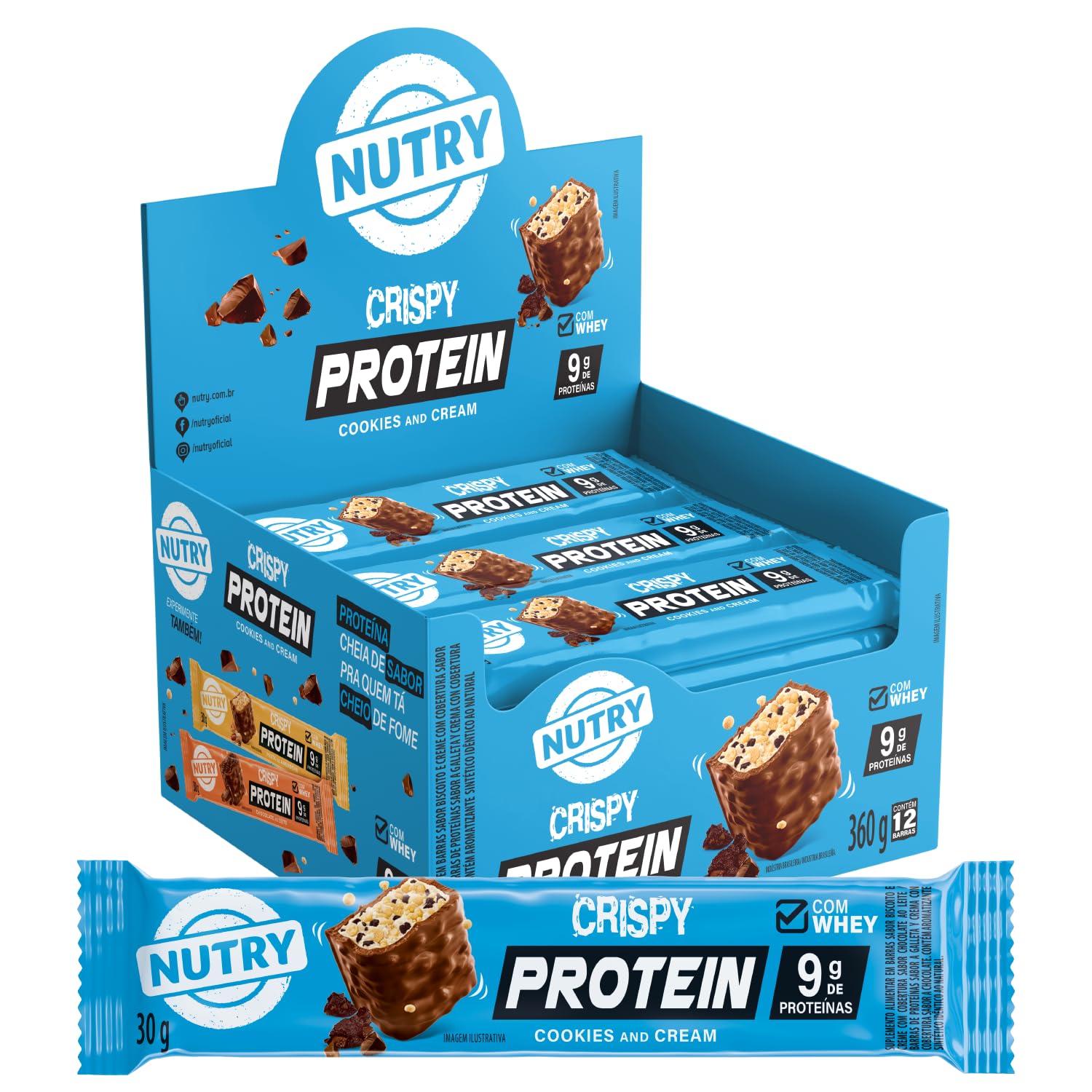 Nutry Barra De Proteínas Crispy Cookies & Cream 30G - Display Com 12 ...