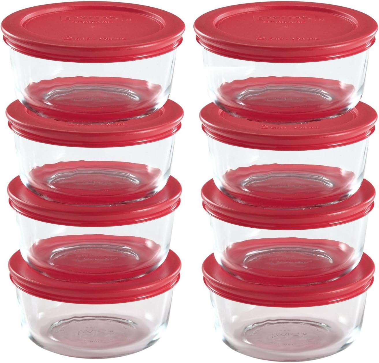 Amazon.com: Pyrex Storage 4 Cup Round Dish, Clear with Blue Lid, Pack ...