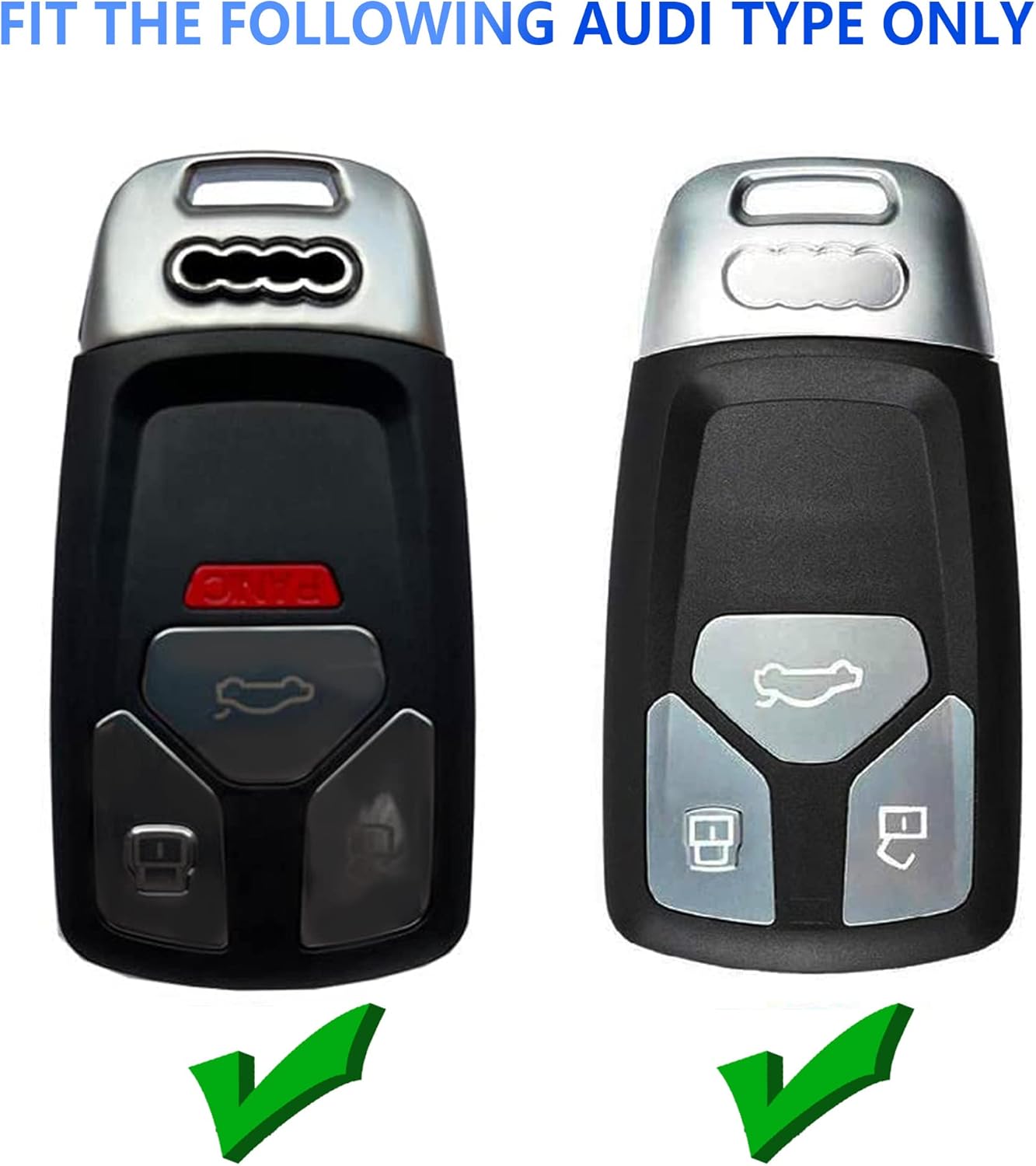 YHC Funda para llavero Audi, funda de llave de coche premium con llavero de moda compatible con ...