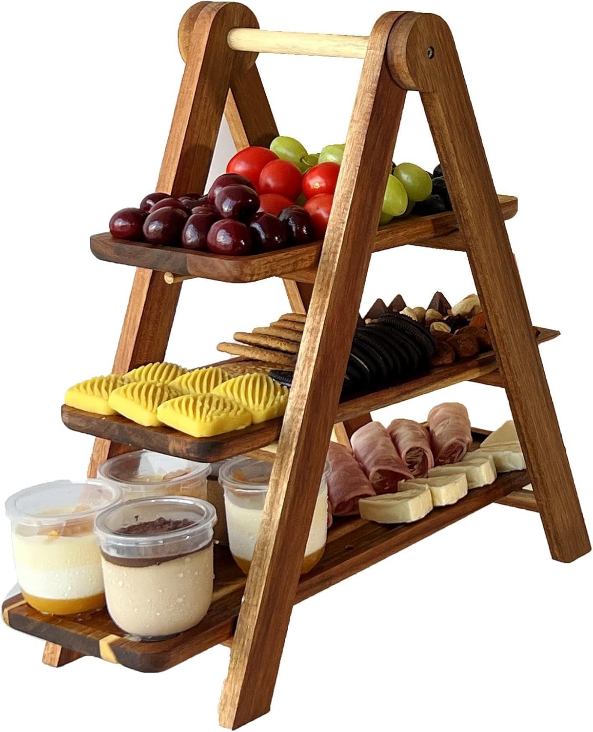 Amazon.com: Acacia Wood 3 Tier Tray Serving Stand Platter Charcuterie ...