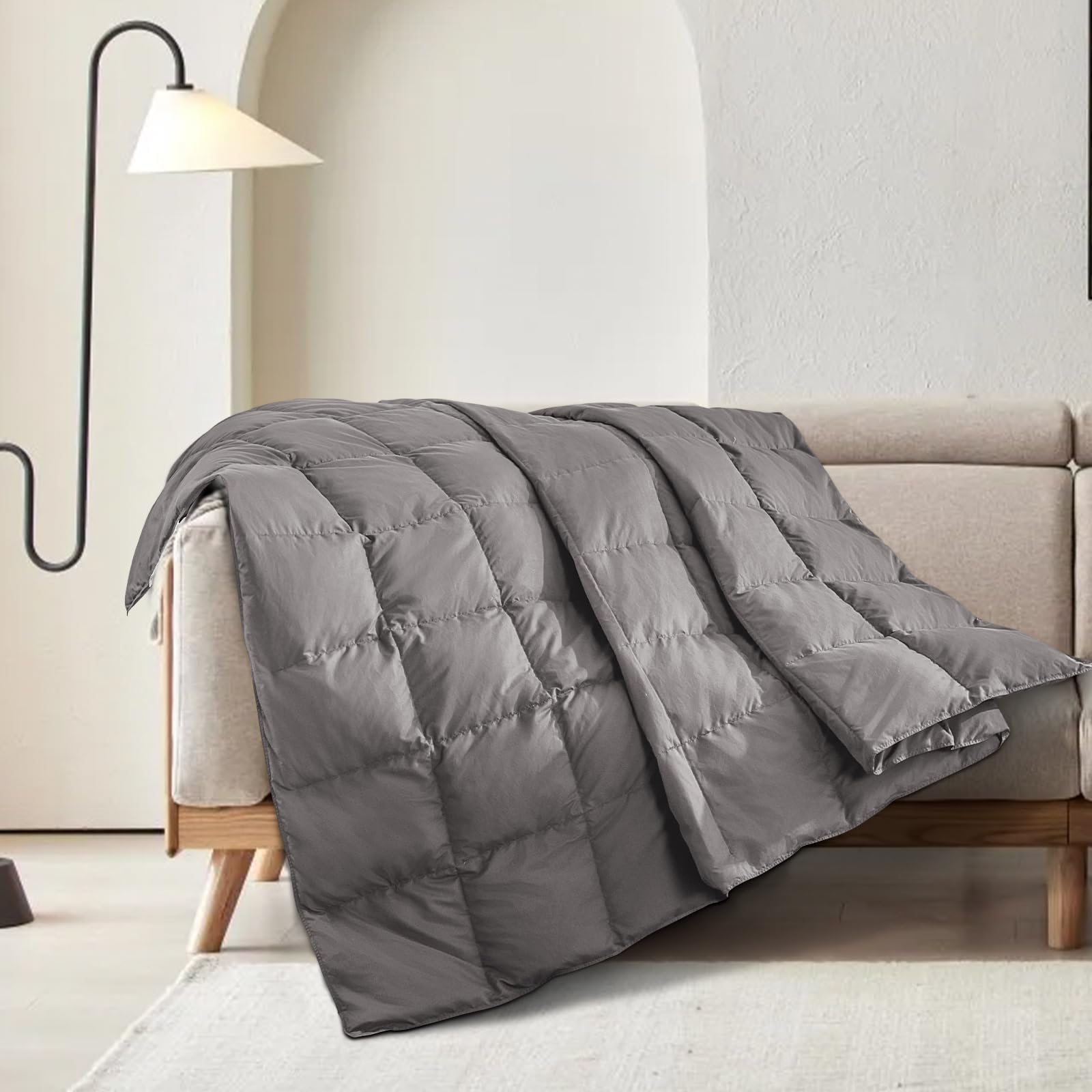 Amazon.com: puredown® Soft Feather Down Throw Blanket Lightweight ...