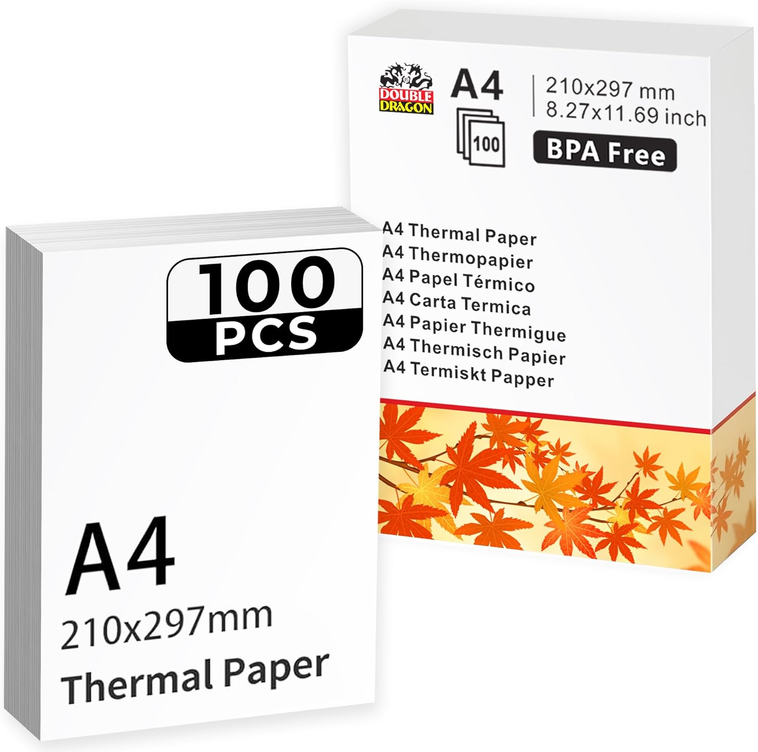 Double Dragon A4 Thermal Printer Paper | 100 Sheets | 210x297mm (8.27 ...