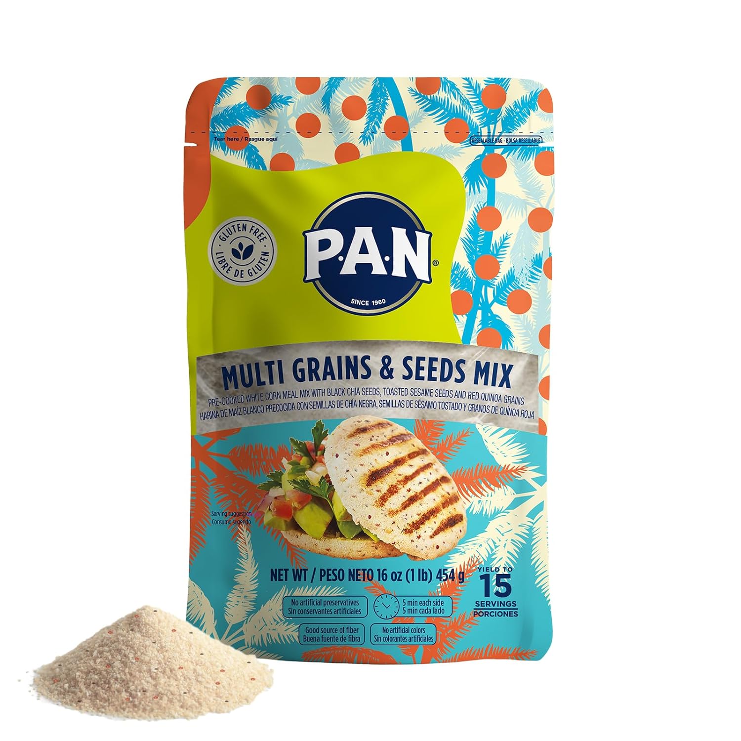 Amazon.com : P.A.N. Multi Grains & Seeds Mix – White Corn Meal - Harina ...