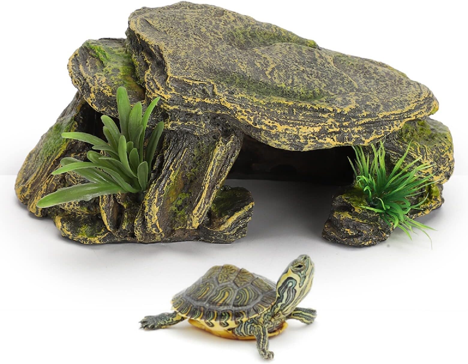 Turtle Basking Platform Fish Tank Hide Cave Natural Habitat Rocks Resin ...