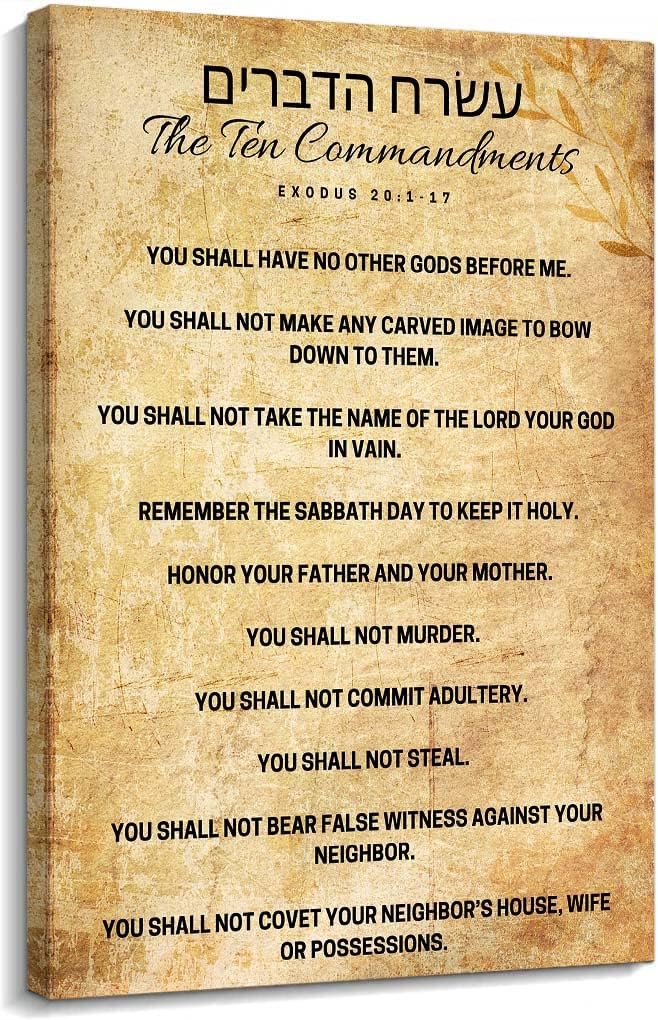 Amazon.com: The Ten Commandments Wall Art Exodus 20 1-17 Bible Verse ...