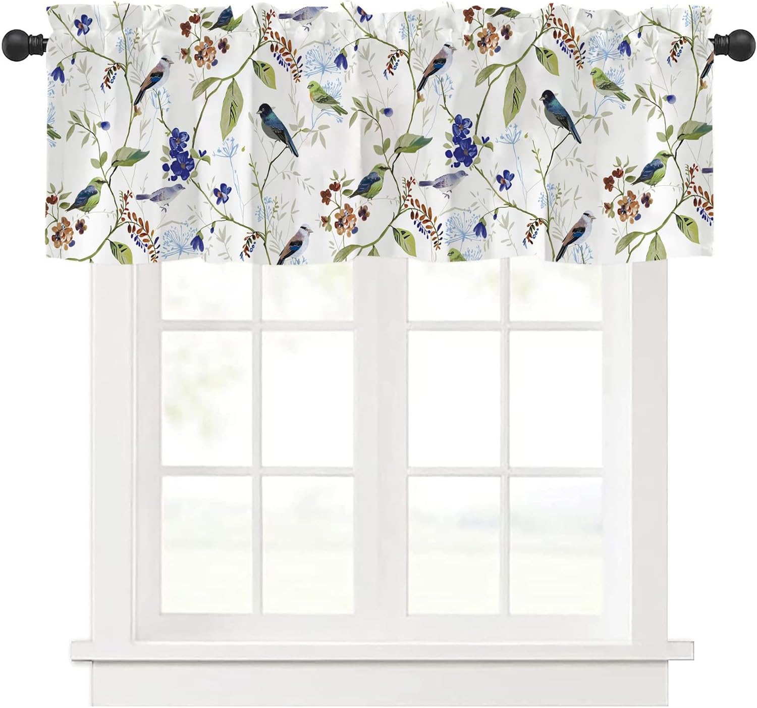 Amazon.com: Lisianthus Birds Leaves Printed Valances for Windows ...
